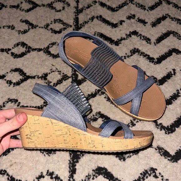 Skechers | Shoes | Sketchers Luxe Form Sandal Wedges | Poshmark